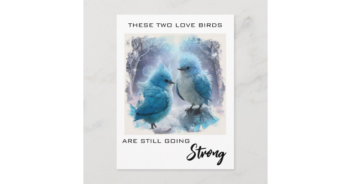 PHOTO Anniversary Fluffy Love Birds AP54 Postcard | Zazzle