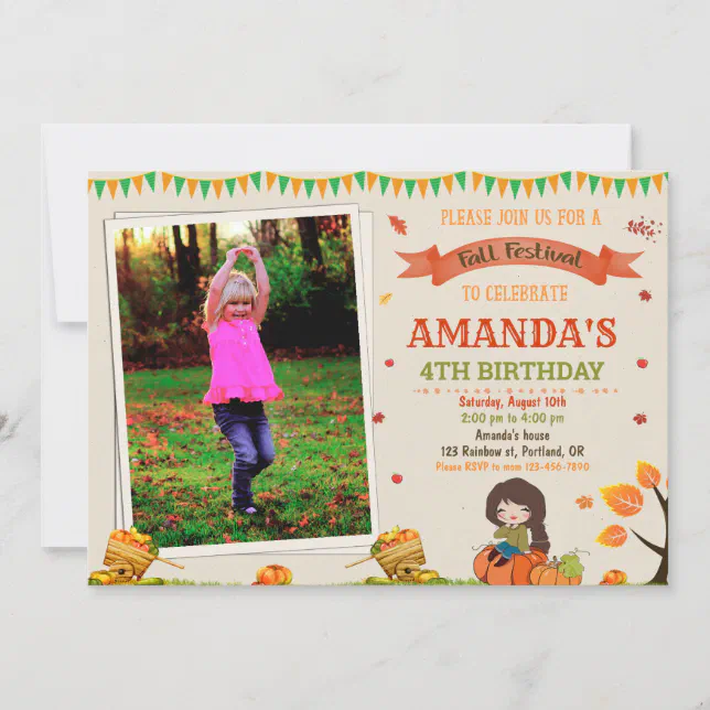 Photo Autumn birthday invitation Fall festival | Zazzle