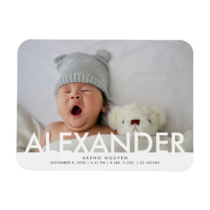 Photo Baby Boy Name Birth Announcement Magnet | Zazzle.com