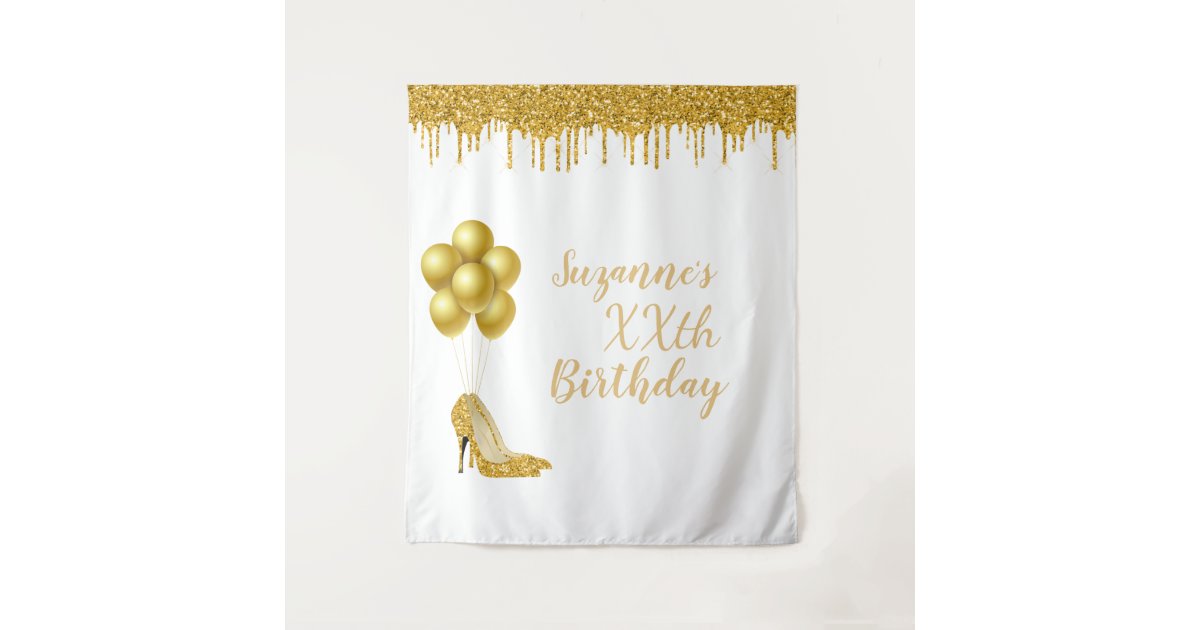 Photo Backdrop Custom Birthday Party Gold Glitter | Zazzle
