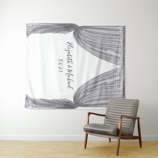 Photo Backdrop Wedding Elegant Silver Curtain | Zazzle