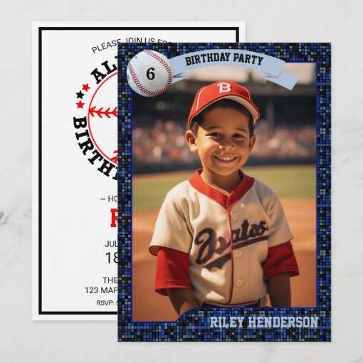 Photo Baseball Cards Birthday Party Invitation | Zazzle
