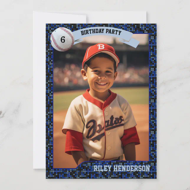 Photo Baseball Cards Birthday Party Invitation | Zazzle