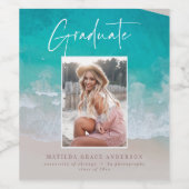 Photo beach ocean graduation party wine label | Zazzle