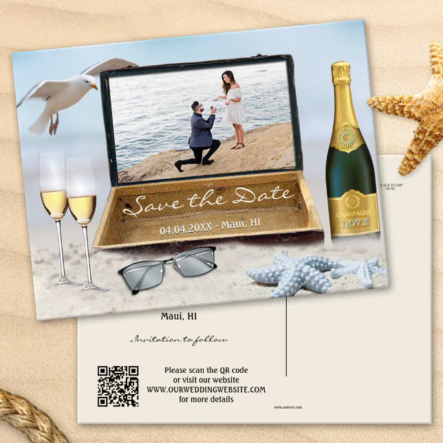 Photo Beach or Destination Save the Date Postcard | Zazzle