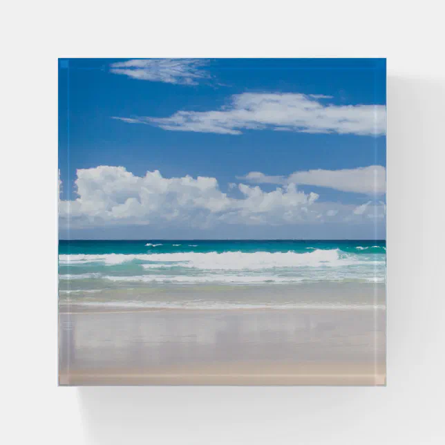 Photo Beach Turquoise Blue Ocean Paperweight | Zazzle