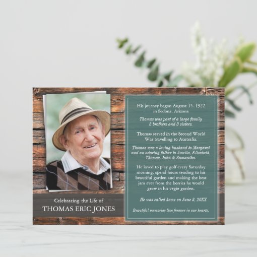 Photo Bereavement Sympathy Funeral Thank You Invitation | Zazzle