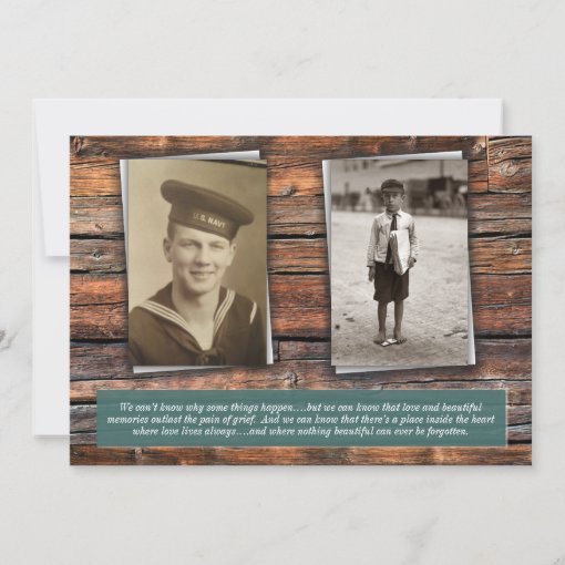 Photo Bereavement Sympathy Funeral Thank You Invitation | Zazzle