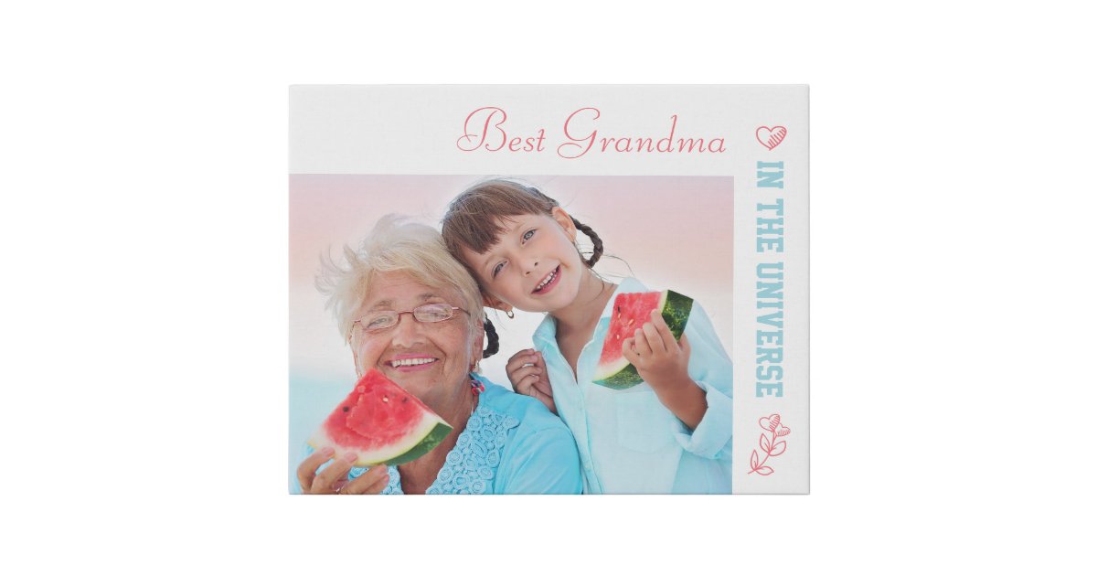 Photo Best Grandma in the Universe Personalized Faux Canvas Print ...