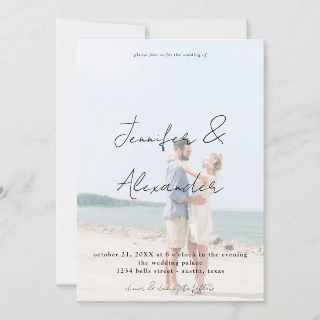 Photo & Big Names Vertical Photo Wedding V2 Invitation | Zazzle