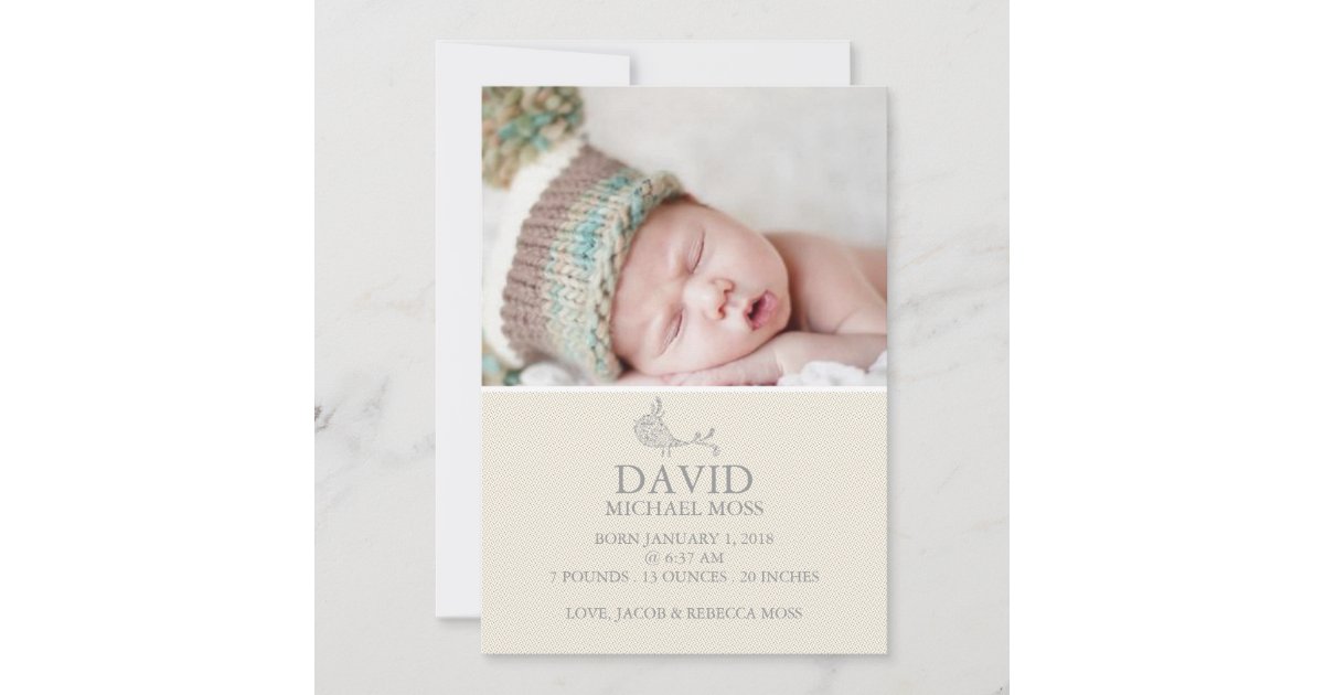 Photo Birth Announcement | Bird Announcer | Zazzle