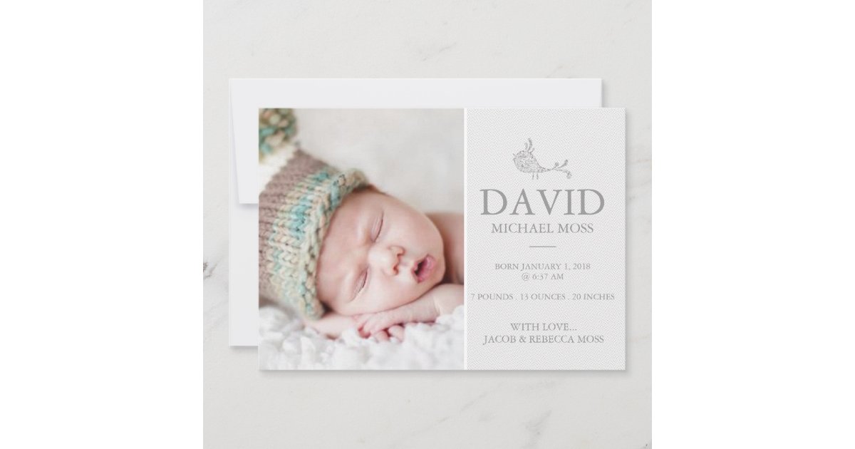 Photo Birth Announcement | Bird Announcer | Zazzle