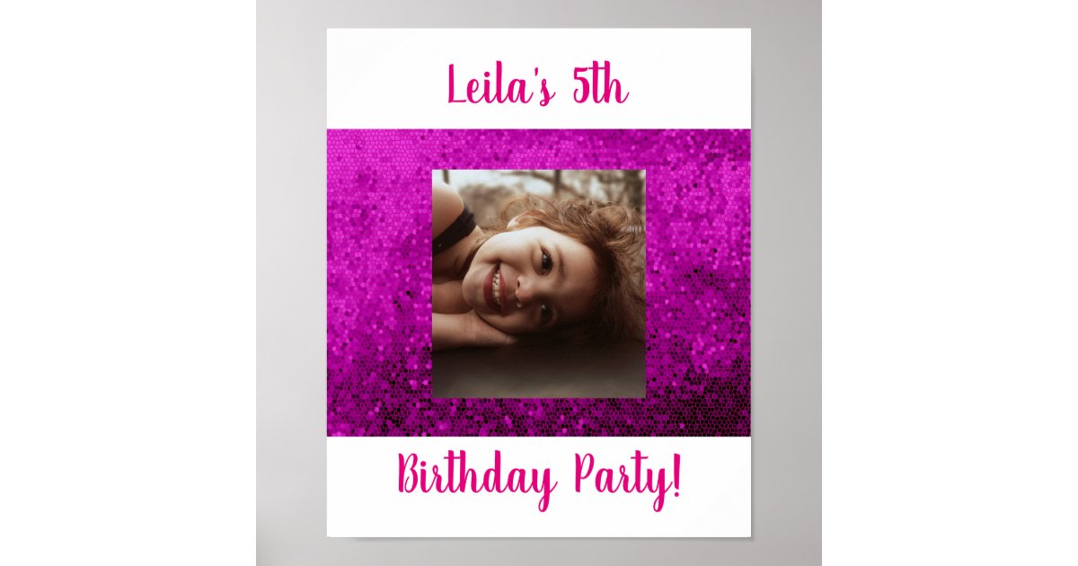 Photo birthday custom party celebration pink poster | Zazzle