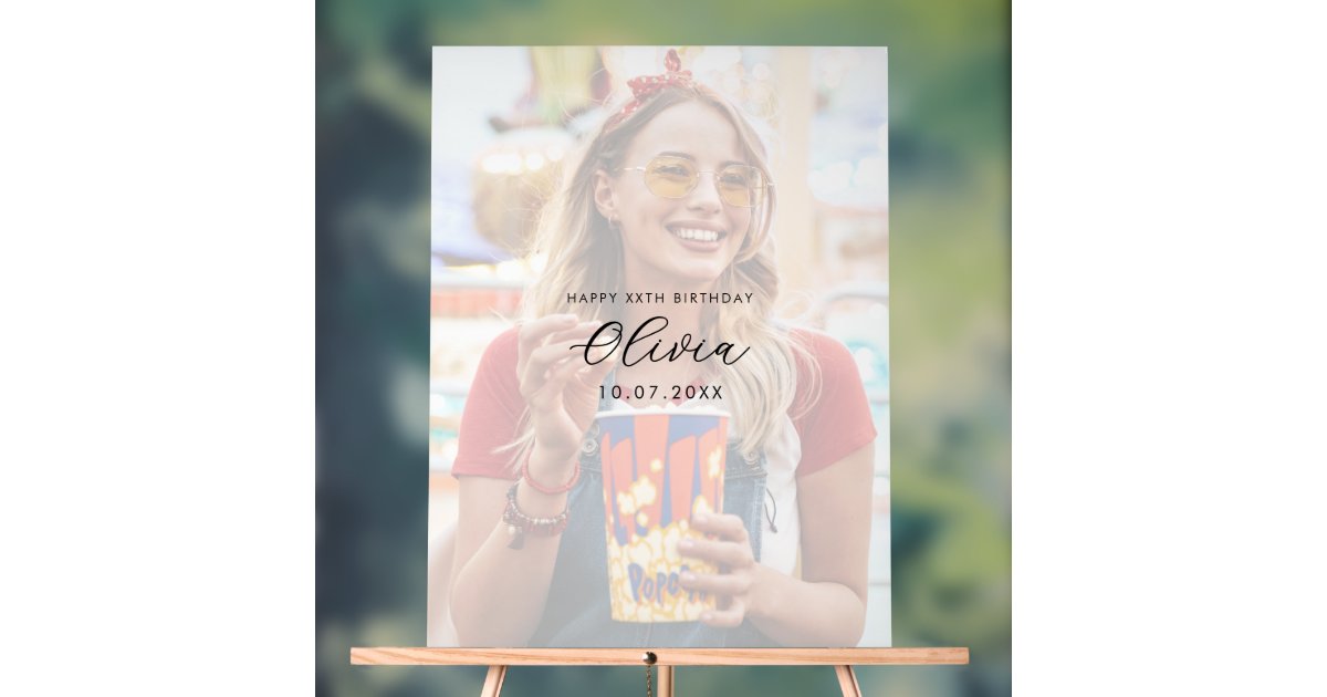 Photo Birthday Guest Signature Acrylic Sign | Zazzle