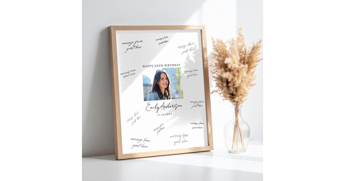 Photo Birthday Guest Signature Poster | Zazzle