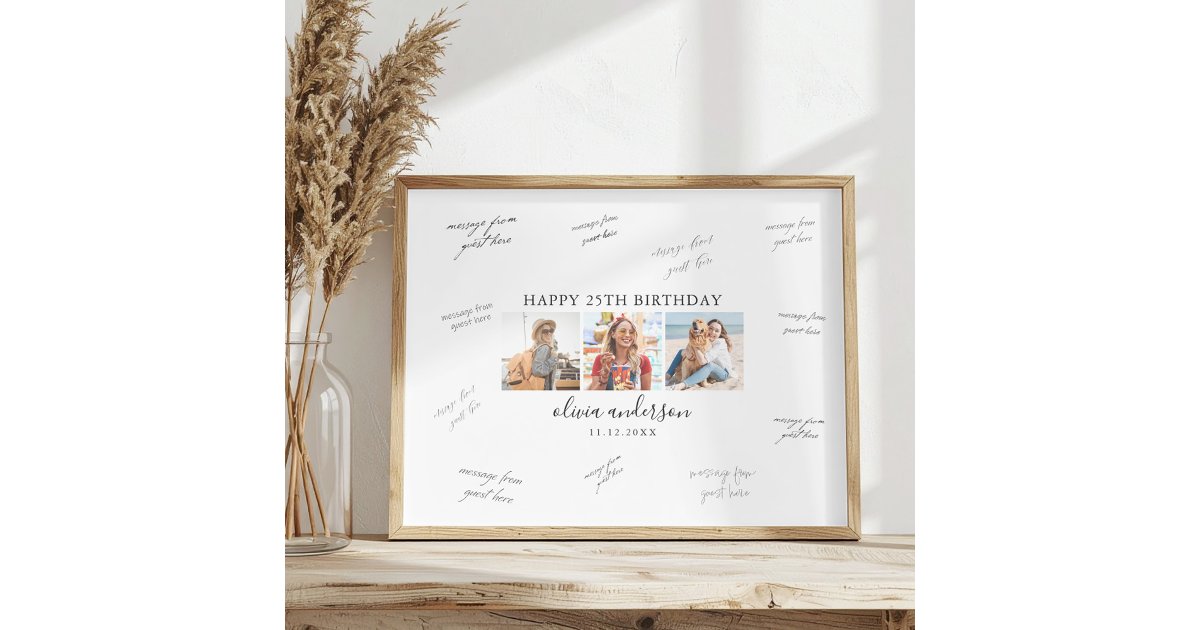 Photo Birthday Party Guest Signature Poster | Zazzle