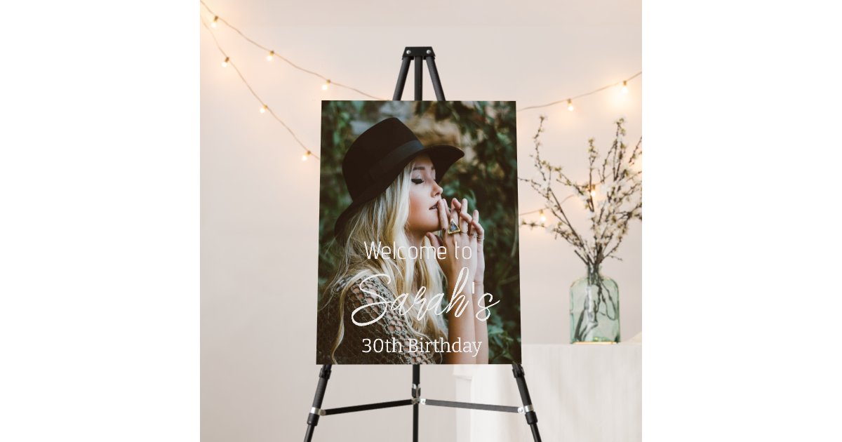 Photo Birthday Party Script Welcome Custom Foam Board | Zazzle