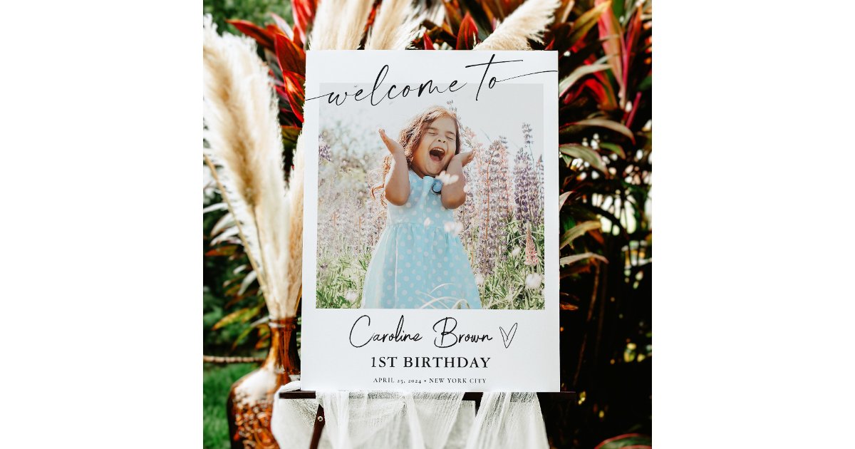 Photo Birthday Sign, Party Sign, Welcome Sign | Zazzle