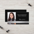 Photo black graduation formal networking student calling card | Zazzle
