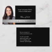Photo black graduation formal networking student calling card | Zazzle
