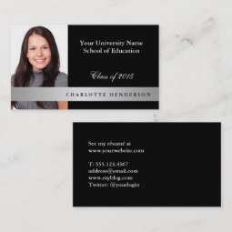 Photo black graduation formal networking student calling card | Zazzle