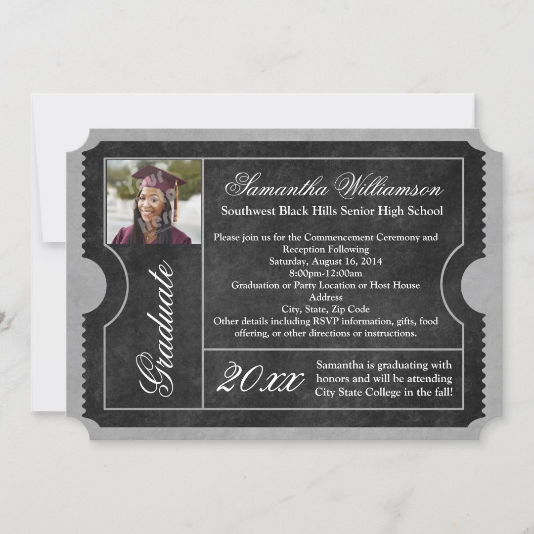 Photo Black Graduation Ticket Invitations | Zazzle