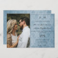 Photo Blue Damask Monogram Wedding Invitation | Zazzle