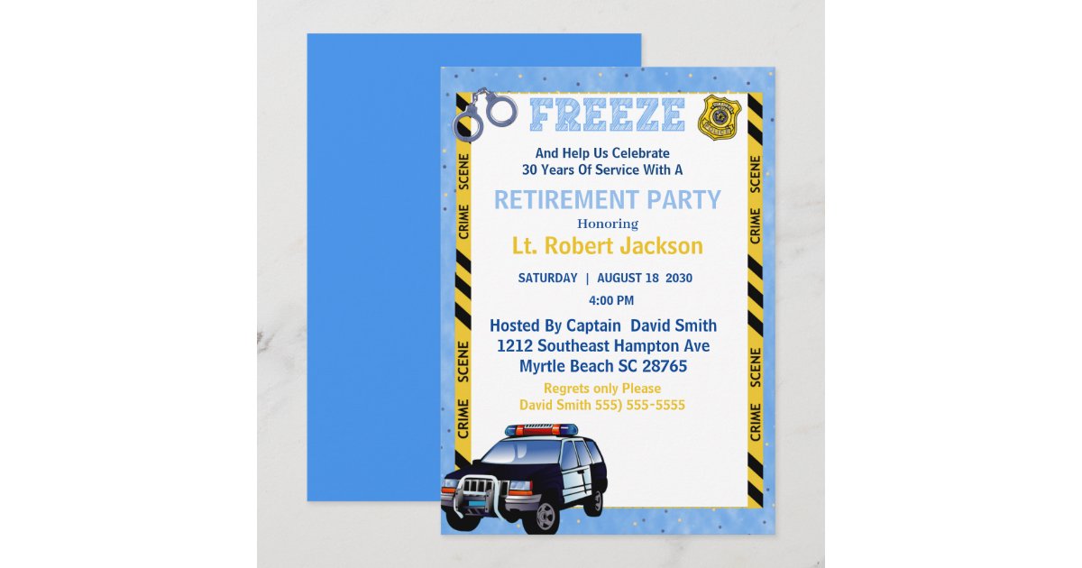 Photo Blue Police Officer Retirement Party Invitation | Zazzle