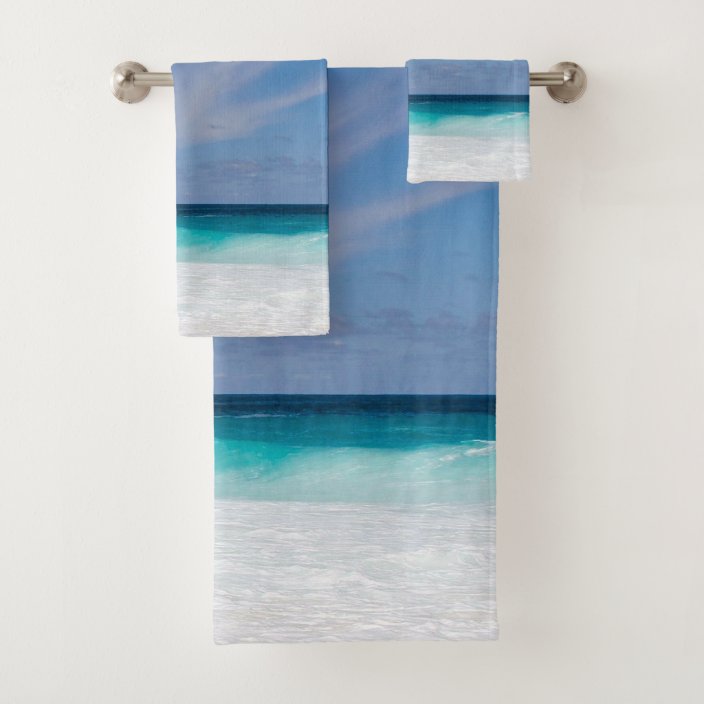Photo Blue Turquoise Aqua White Beach Bath Towel Set | Zazzle.com