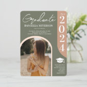 Photo bold 2024 arch green pink graduation invitation | Zazzle