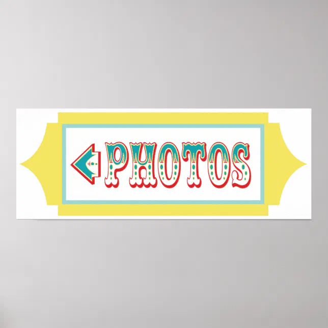 Photo Booth Arrow Sign Carnival Circus Birthday LT | Zazzle