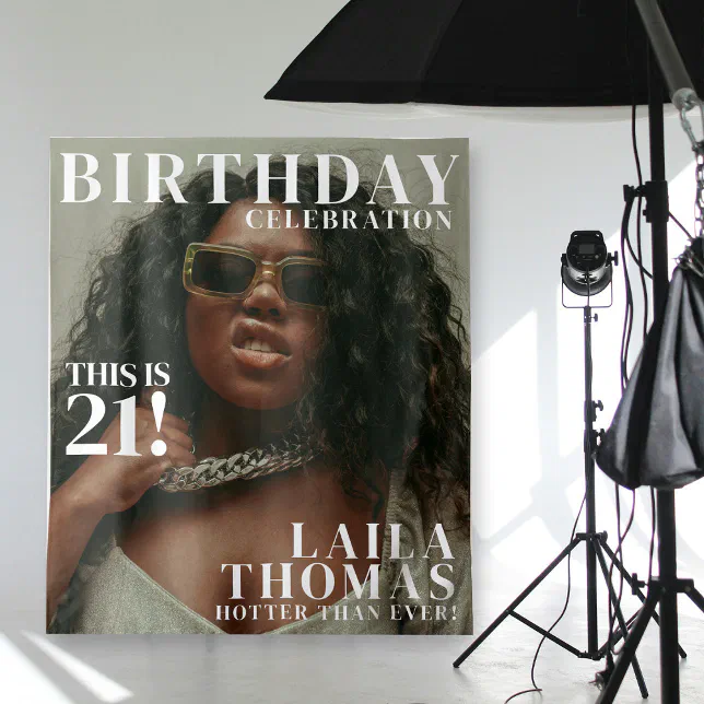 Photo Booth Birthday Party Magazine Cover Backdrop | Zazzle