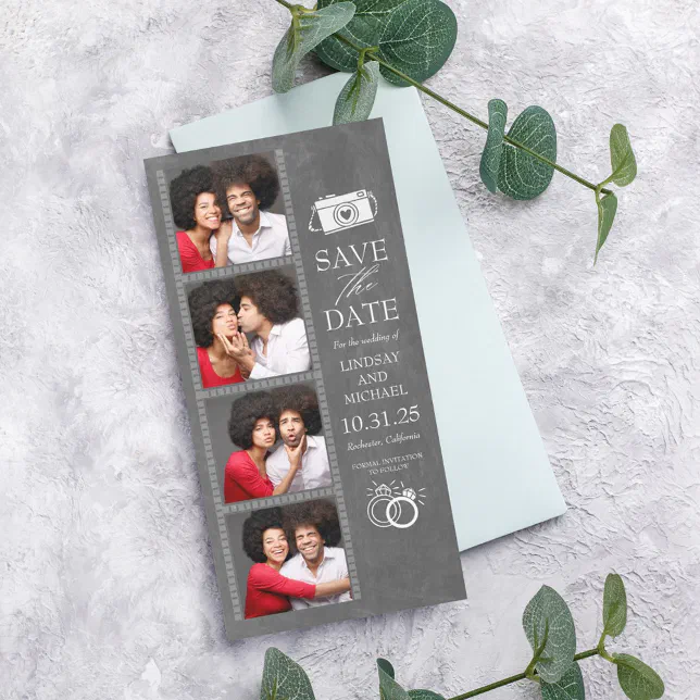 Photo Booth Bookmark Themed Cute Save the Date | Zazzle