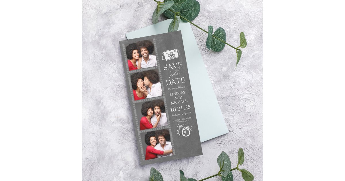 Photo Booth Bookmark Themed Cute Save the Date | Zazzle