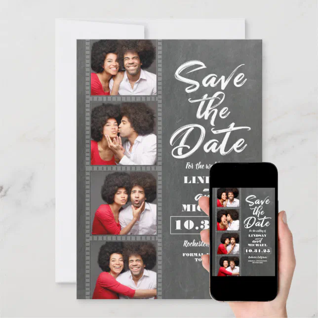 Photo Booth Bookmark Themed Fun Save the Date | Zazzle