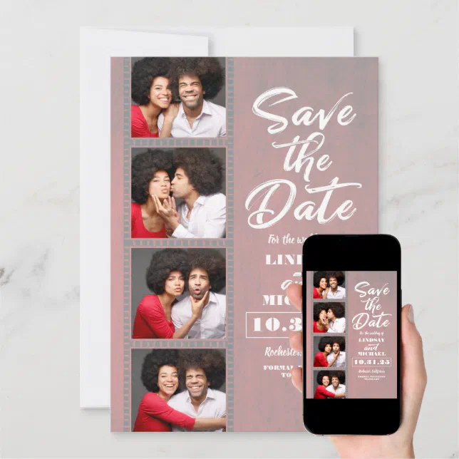 Photo Booth Bookmark Themed Fun Save the Date | Zazzle