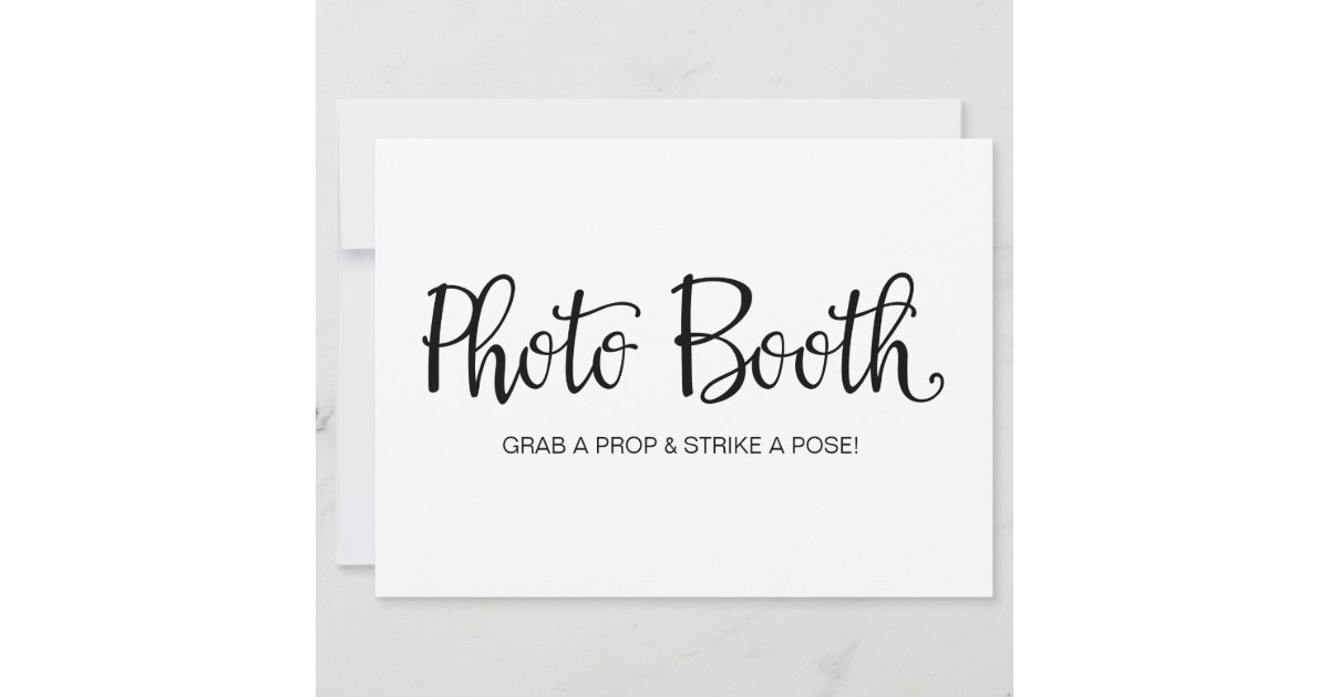 "Photo Booth" Calligraphy Wedding Sign Invitation | Zazzle