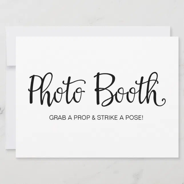 "Photo Booth" Calligraphy Wedding Sign Invitation | Zazzle