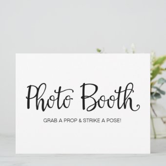 "Photo Booth" Calligraphy Wedding Sign Invitation | Zazzle