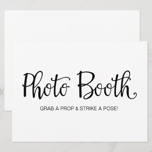 "Photo Booth" Calligraphy Wedding Sign Invitation | Zazzle