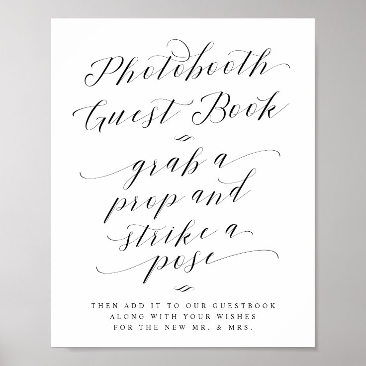 Photo Booth Guest Book Calligraphy Wedding Sign | Zazzle