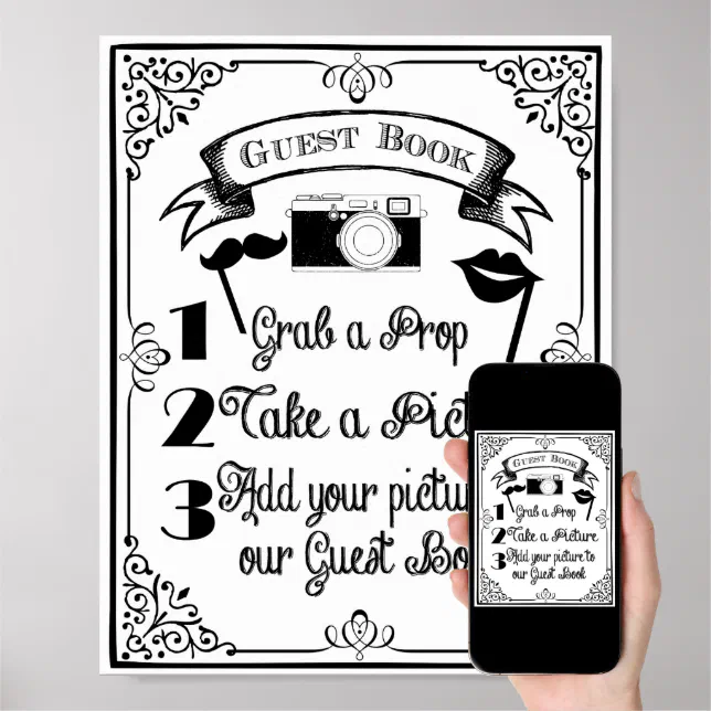 PHOTO BOOTH guest book wedding or party sign | Zazzle