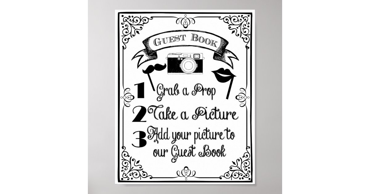 PHOTO BOOTH guest book wedding or party sign | Zazzle