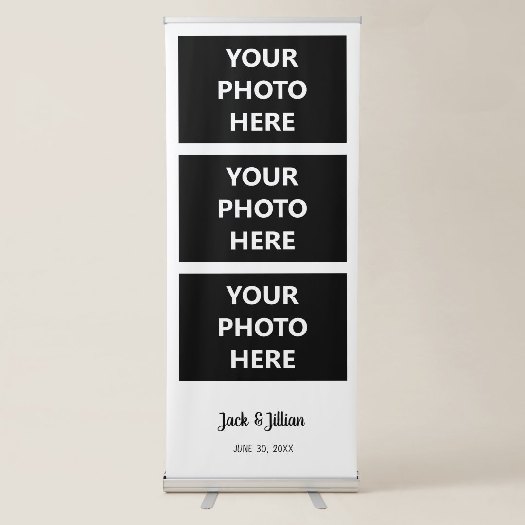 Photo Booth Photo Strip Collage Custom Text Retractable Banner | Zazzle