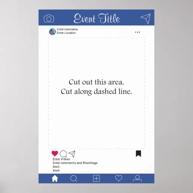 Photo Booth Prop Frame Poster Blue | Zazzle