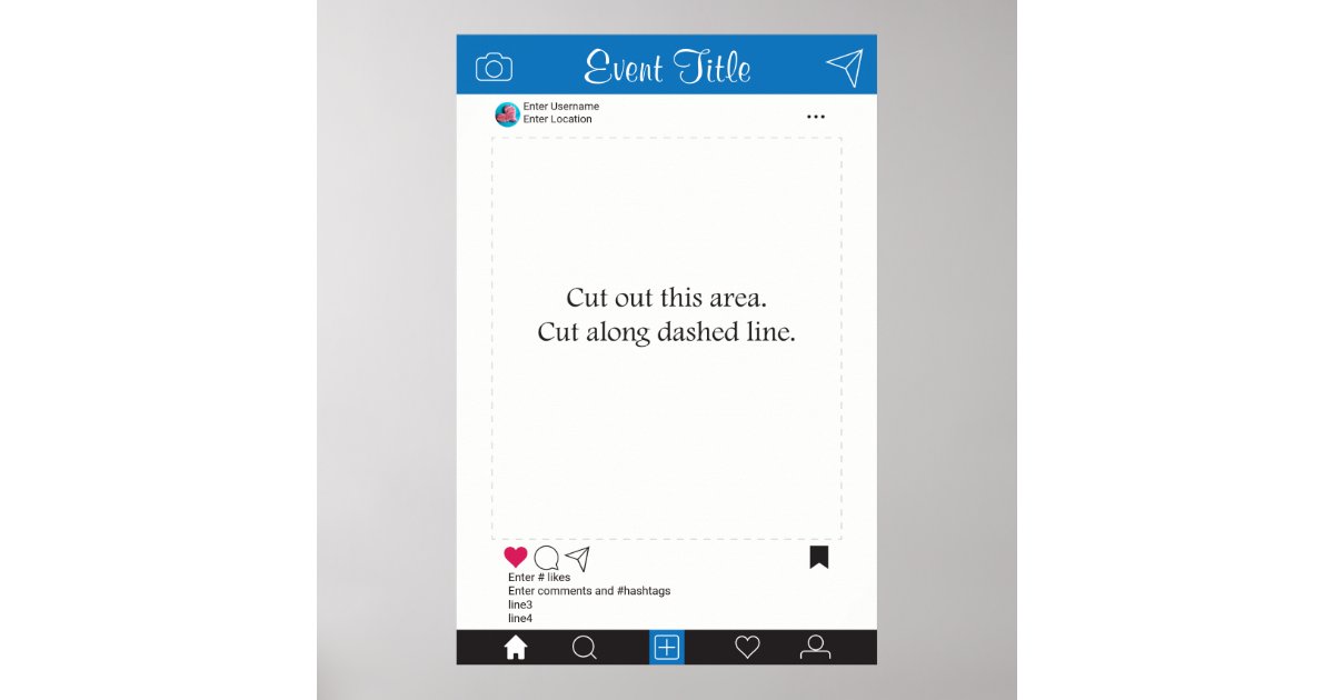 Photo Booth Prop Frame Poster Blue Black | Zazzle