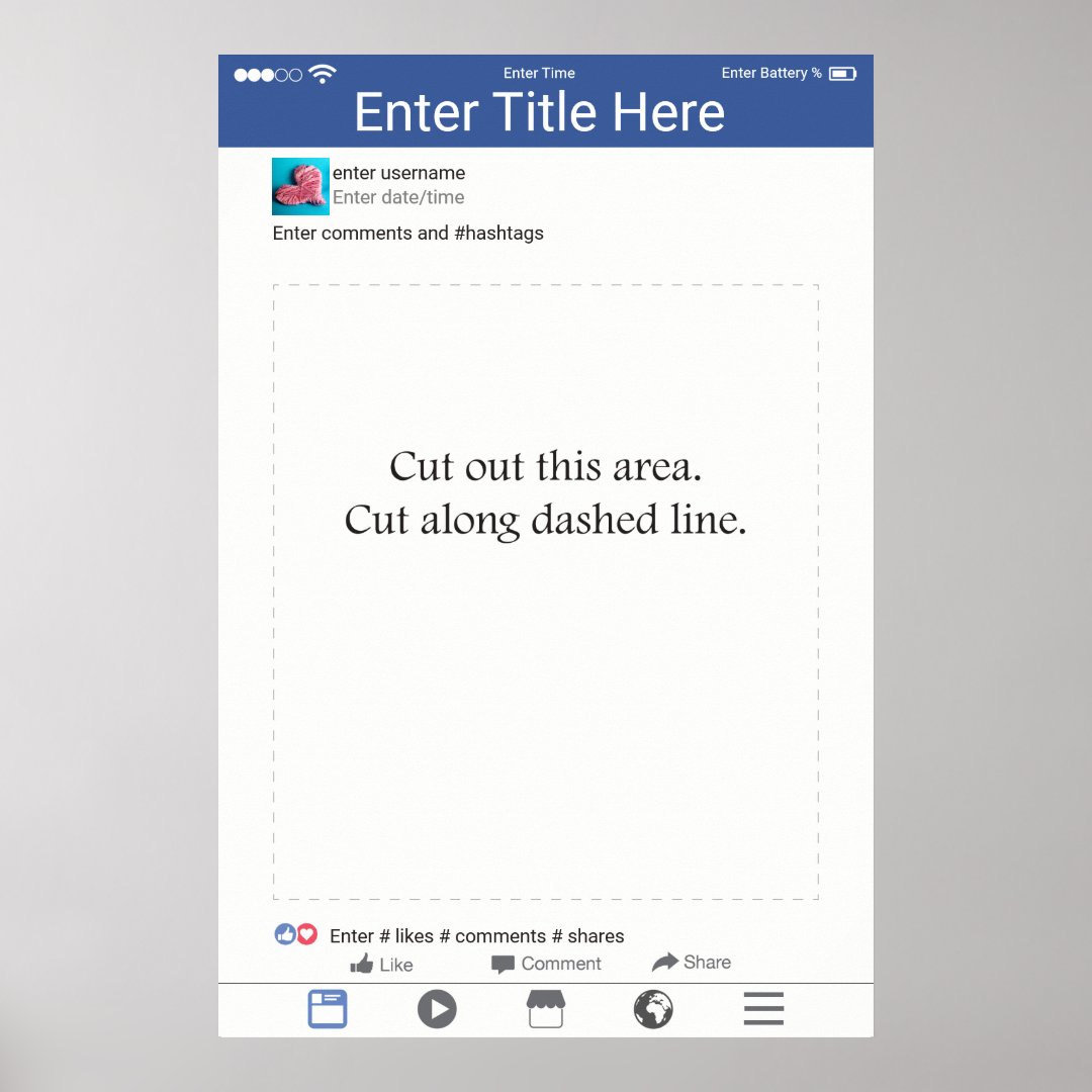 Photo Booth Prop Frame Social Media Design Poster | Zazzle