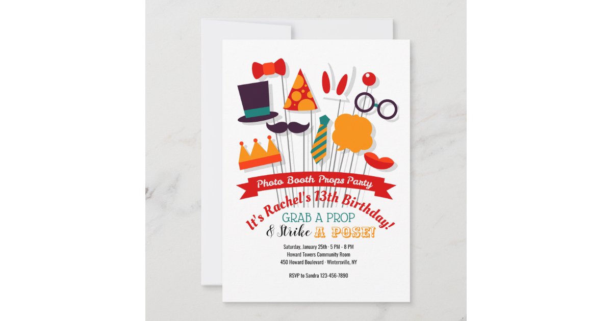 Photo Booth Props Party Invitations | Zazzle