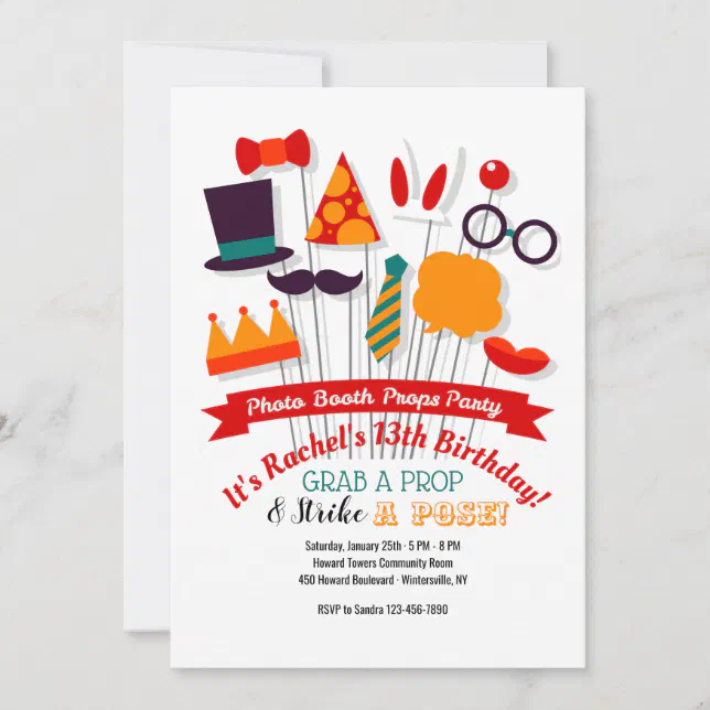 Photo Booth Props Party Invitations | Zazzle
