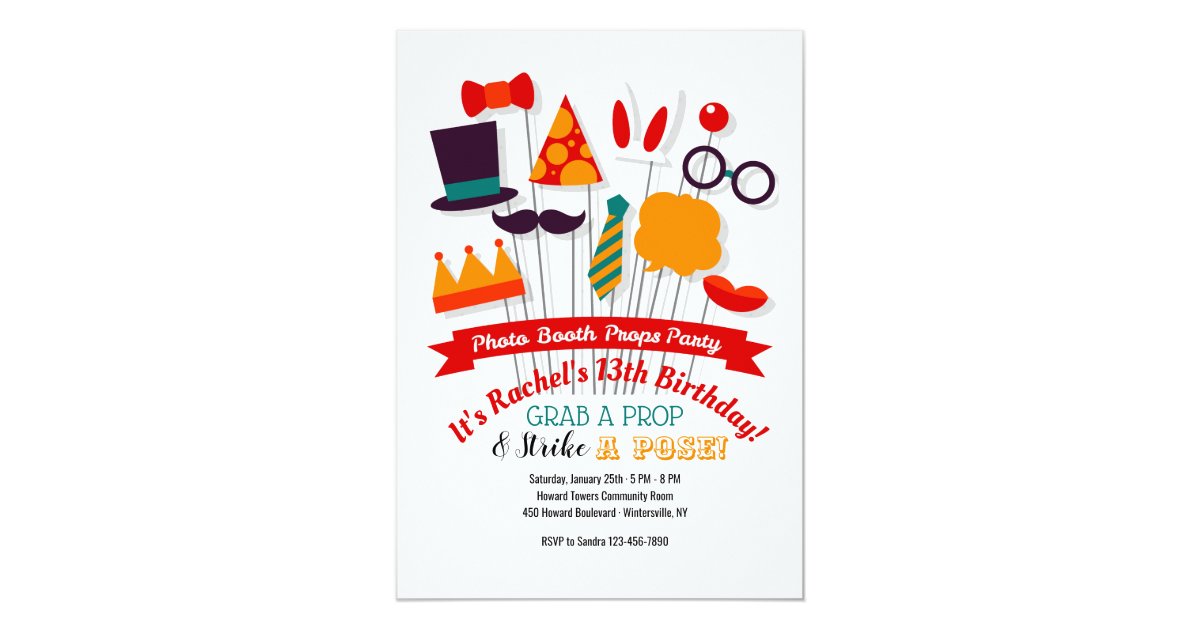 Photo Booth Props Party Invitations | Zazzle.com